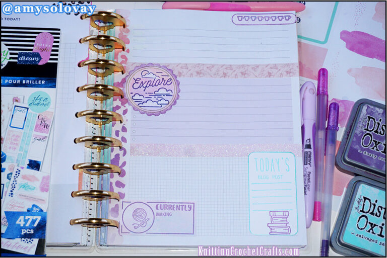 Daily Planner Layout Idea Featuring Washi Tape and Stamped Images