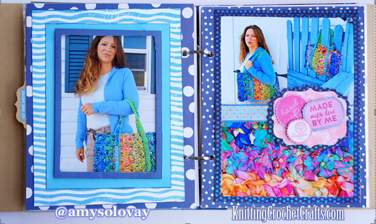 6x8 Scrapbooking Layout Featuring Handmade Fabric Crochet Tote Bag Project